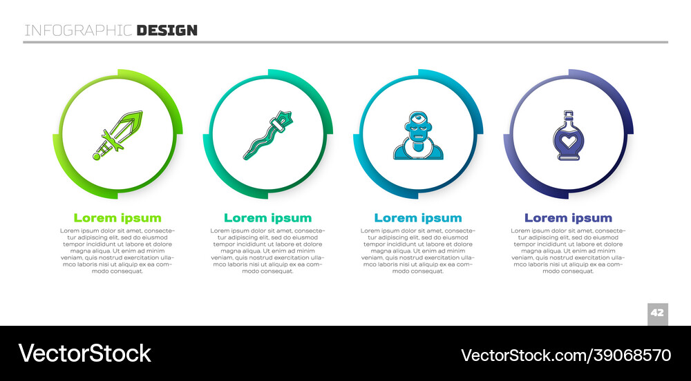 Set medieval sword magic staff wizard warlock Vector Image