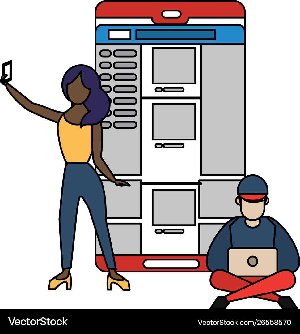 Social media network chatting cartoon Royalty Free Vector