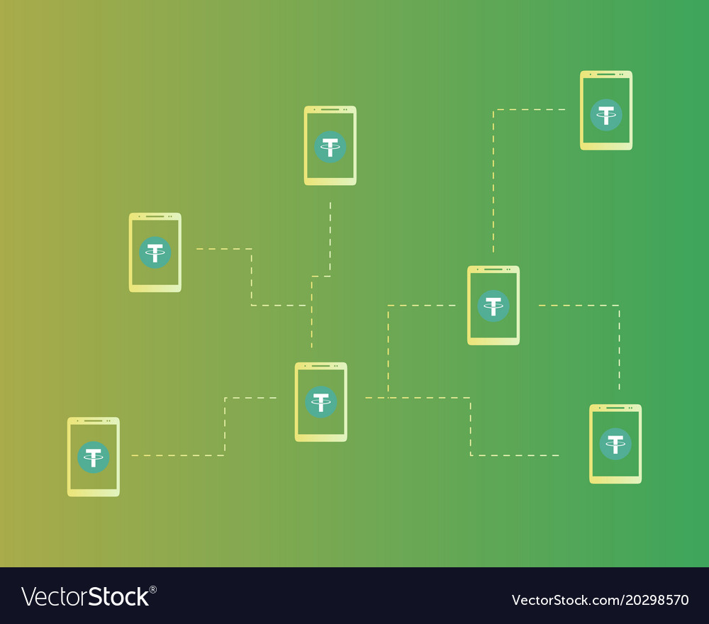 Tether cryptocurrency network concept background Vector Image
