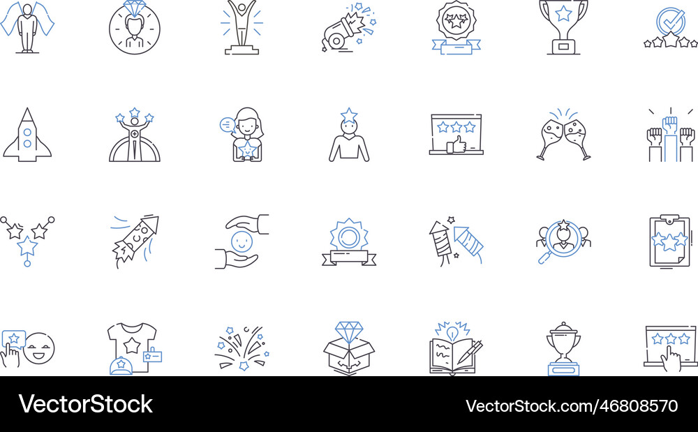 Triumph victory line icons collection Royalty Free Vector