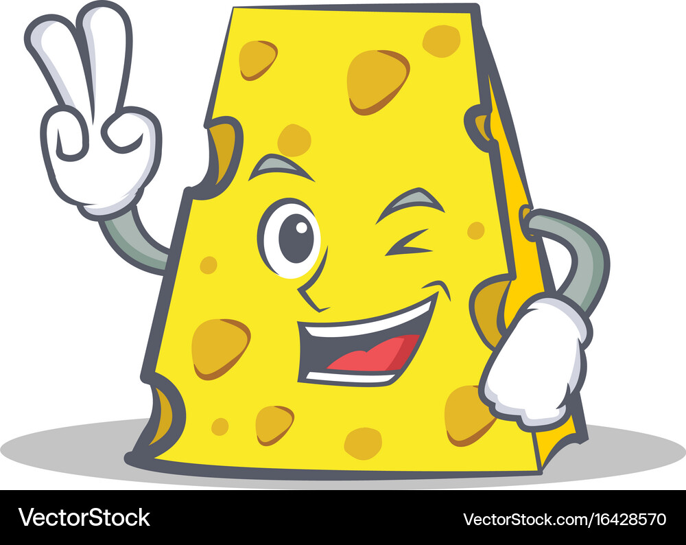 Two finger cheese character cartoon style Vector Image