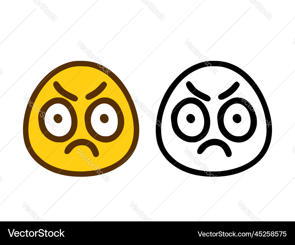 Angry emoticon in two style isolated on white Vector Image