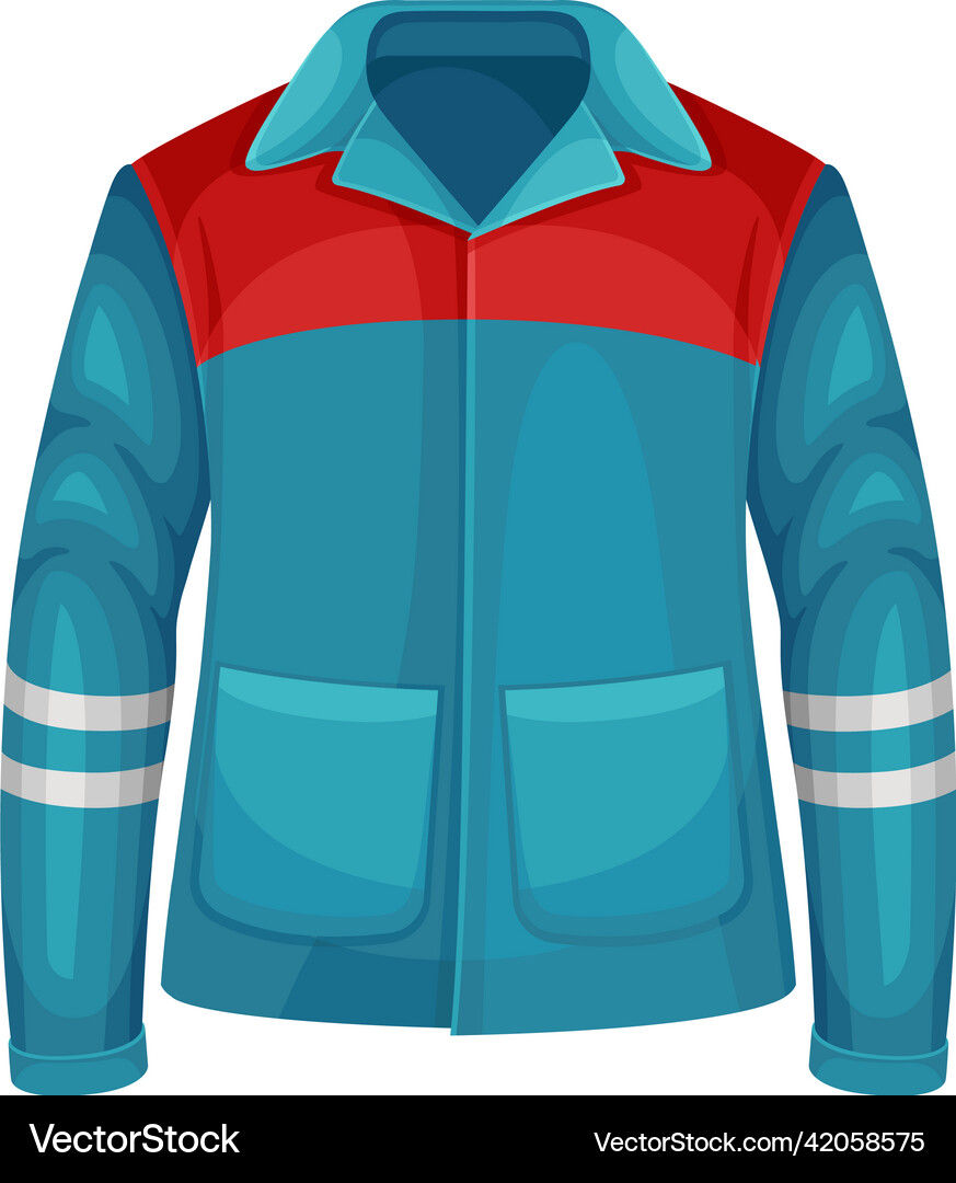 Blue jacket with long sleeves pocket Royalty Free Vector