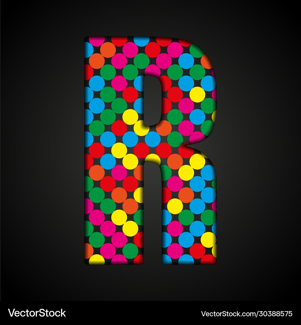 Colorful glitter sequins dots letter - r Vector Image