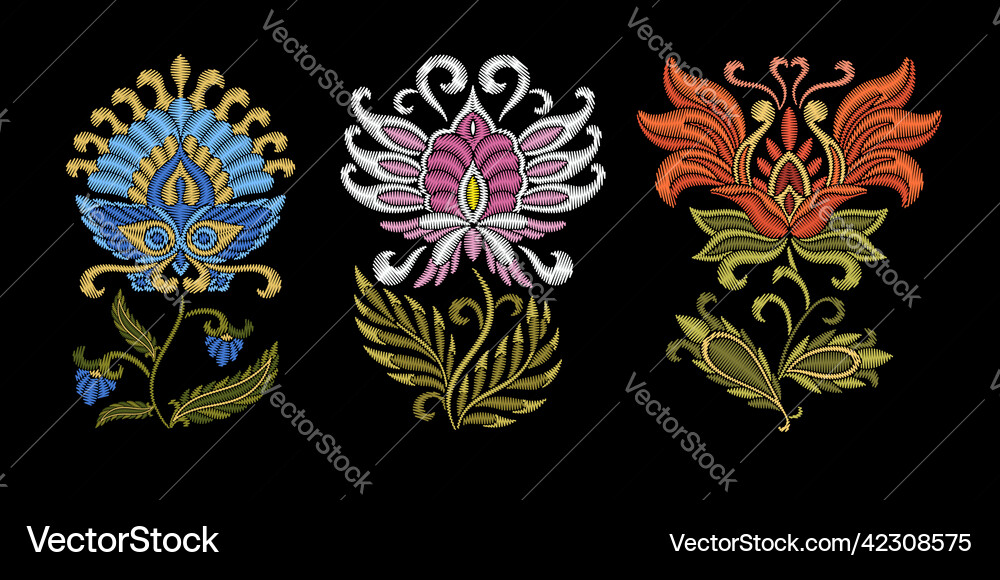 Embroidery floral ethnic design Royalty Free Vector Image