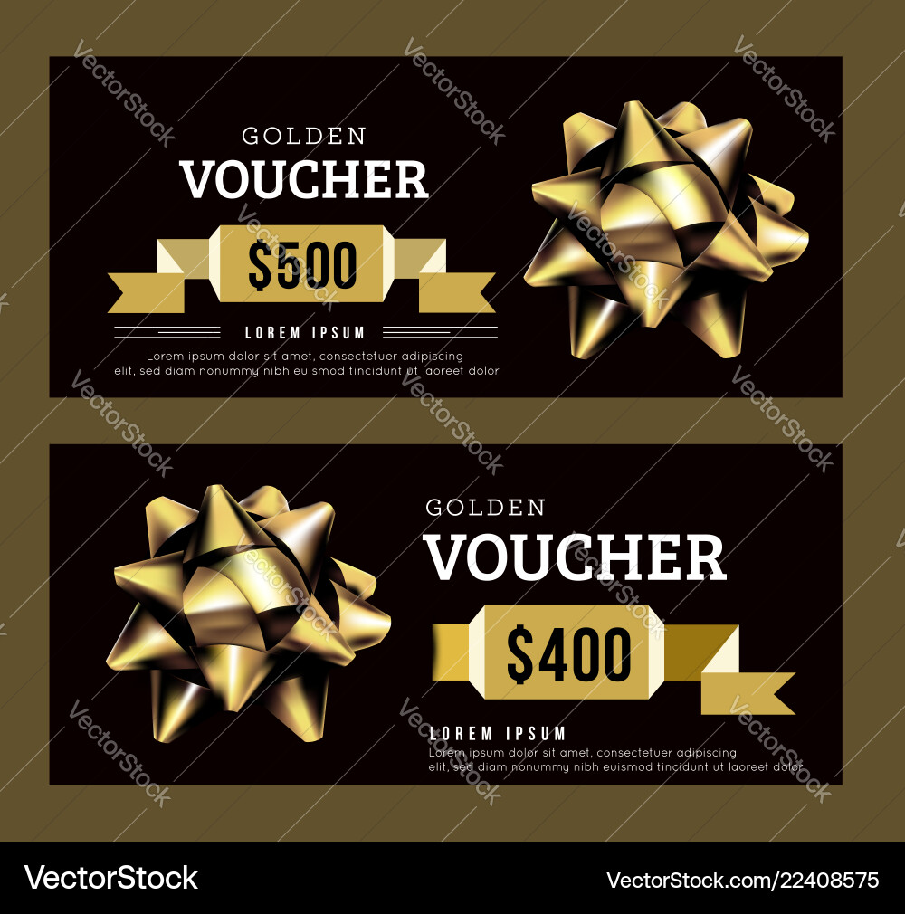 Golden gift voucher abstract template gold Vector Image
