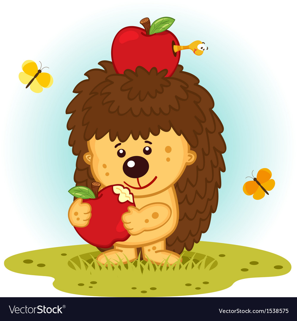 Hedgehog with apples Royalty Free Vector Image