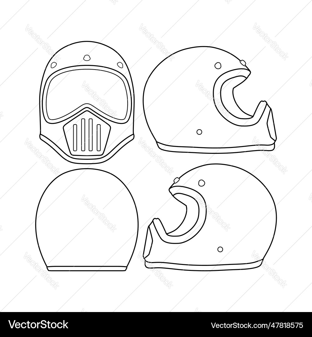Helmet trail flat outline template clothing Vector Image