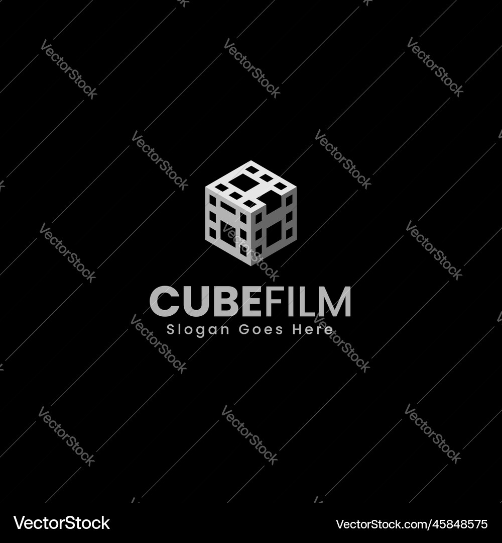 Logo cube film simple mascot style Royalty Free Vector Image