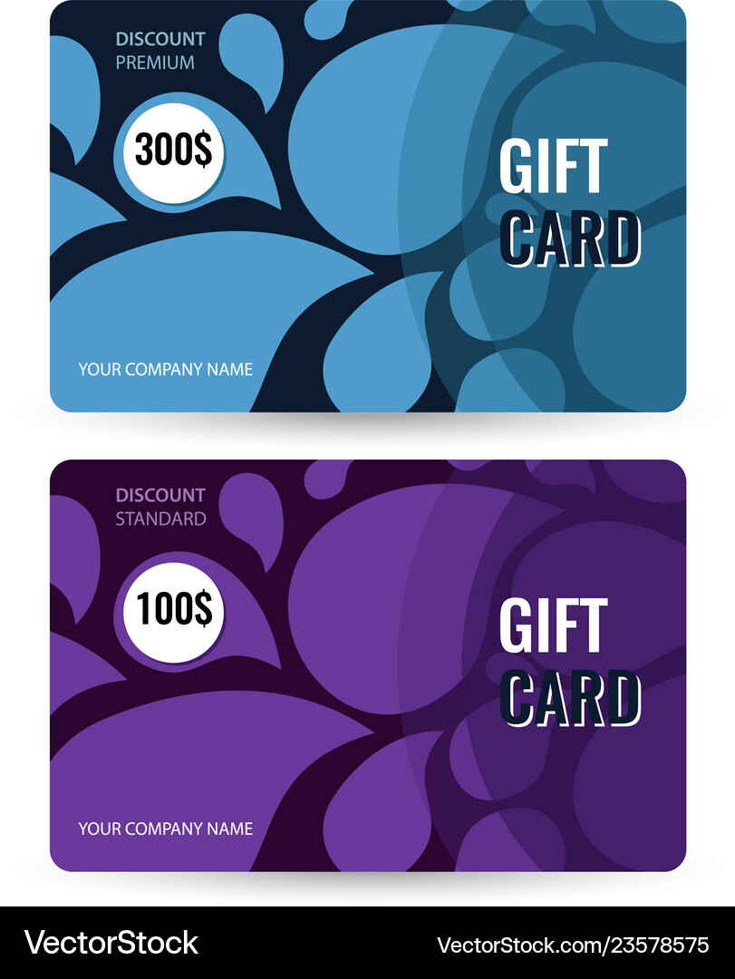 Set premium and standard gift card blue Royalty Free Vector