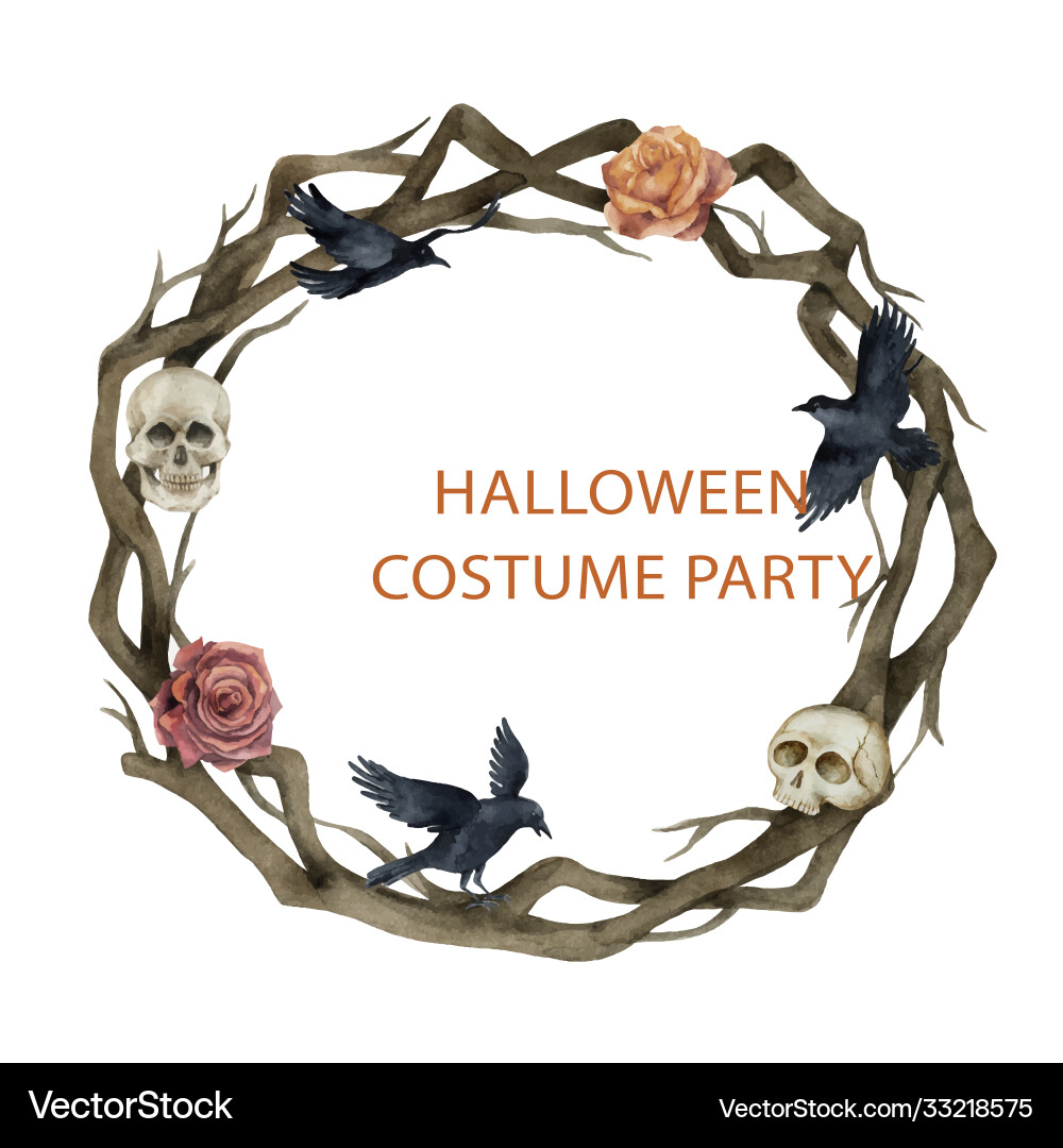 Watercolor happy halloween frame isolated on a Vector Image