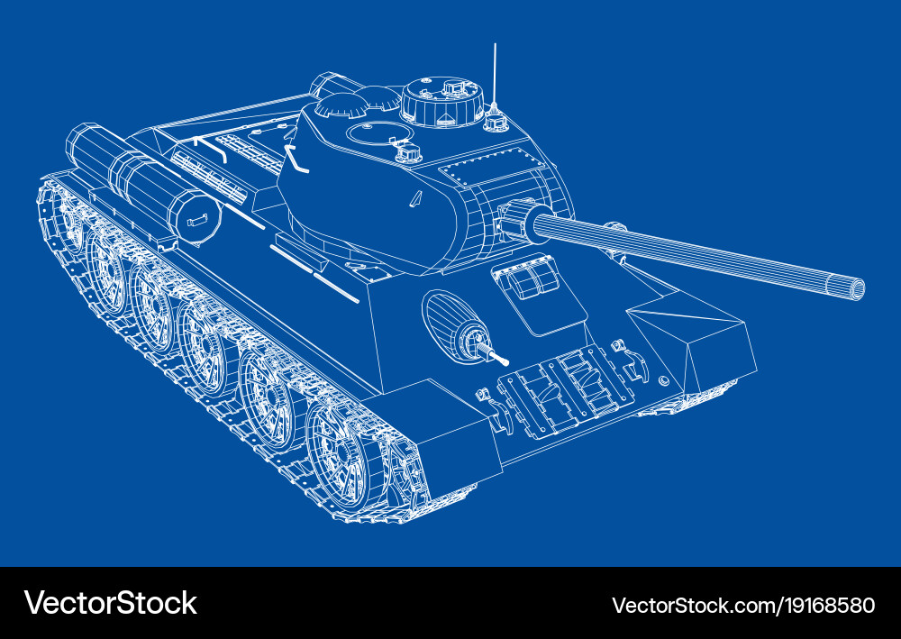 Blueprint of realistic tank Royalty Free Vector Image