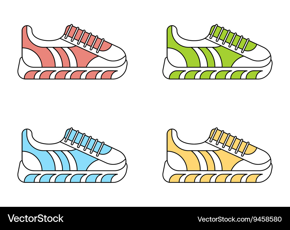 Color fashionable sneakers Royalty Free Vector Image