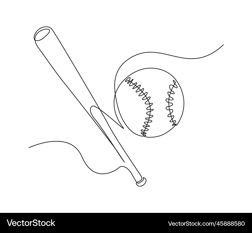 Continuous one line drawing of baseball bat Vector Image