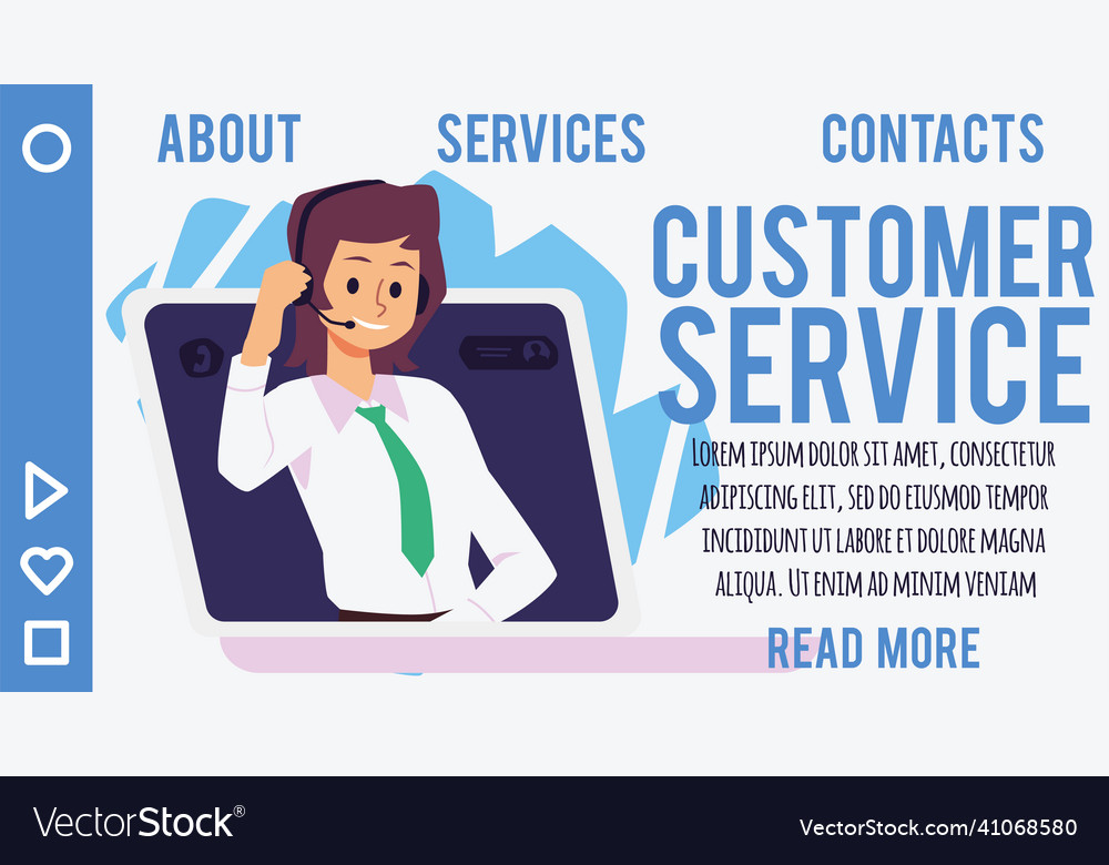 Customer service landing page template with call Vector Image