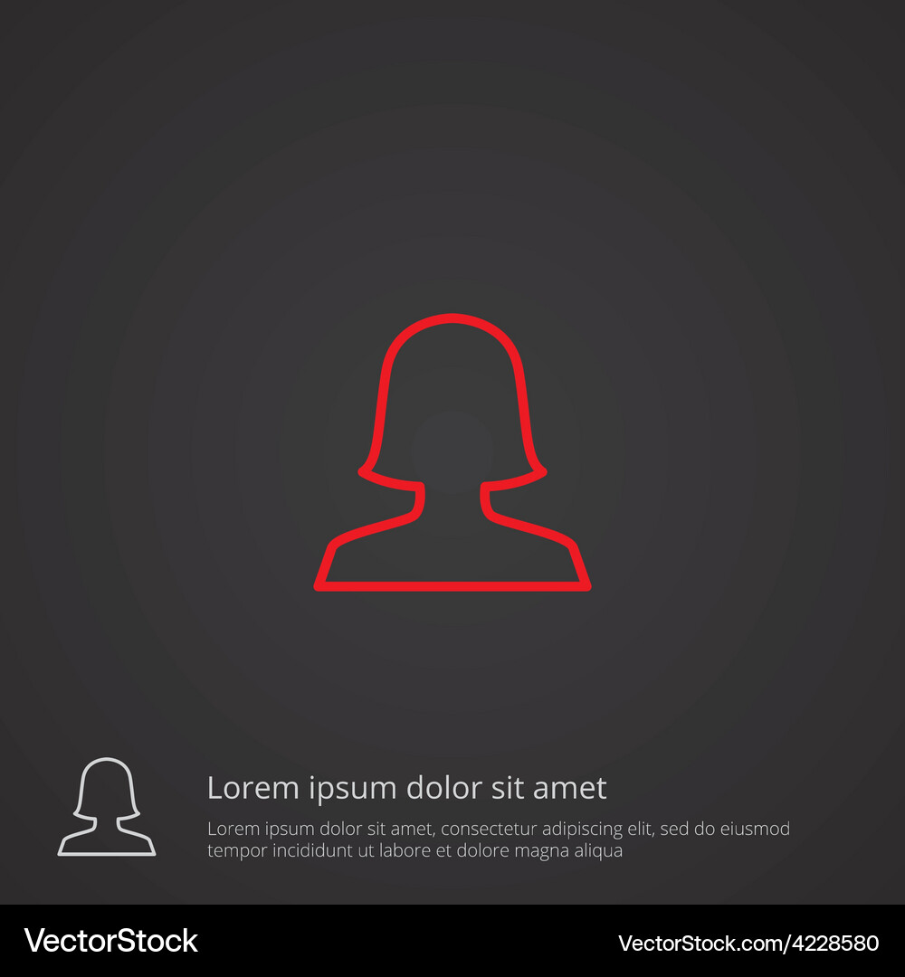 Female profile outline symbol red on dark Vector Image
