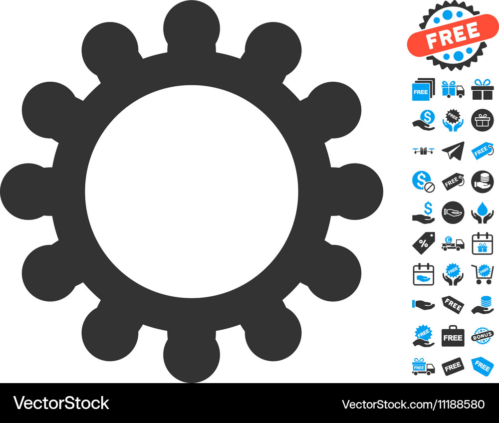 Gear icon with free bonus Royalty Free Vector Image