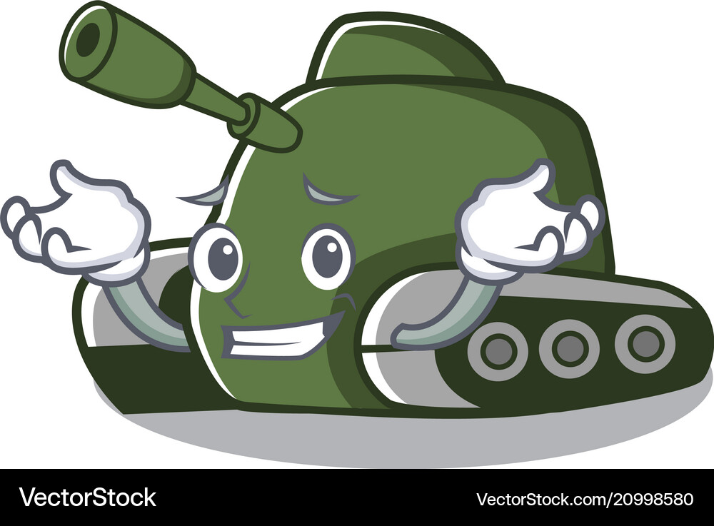 Grinning tank character cartoon style Royalty Free Vector