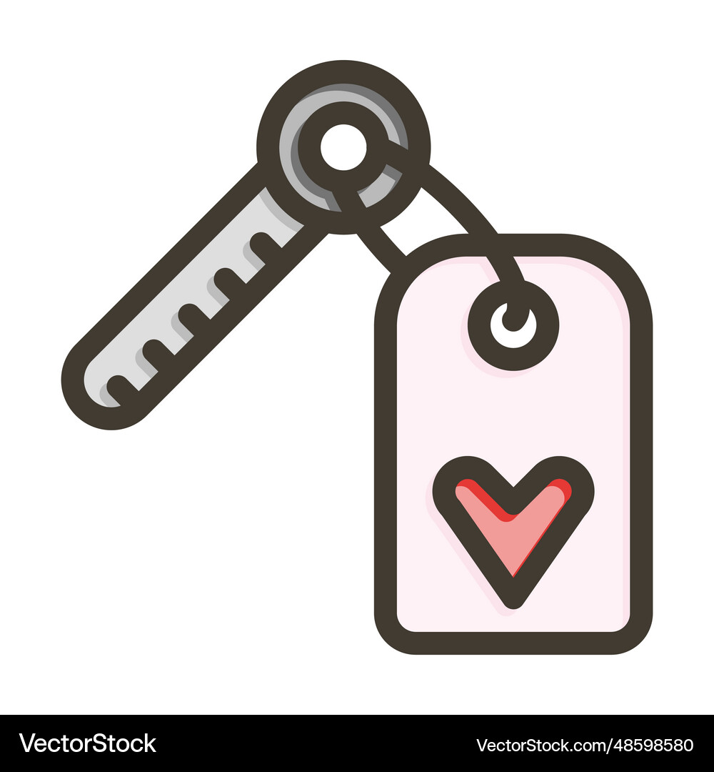 Key chain thick line filled colors for personal Vector Image