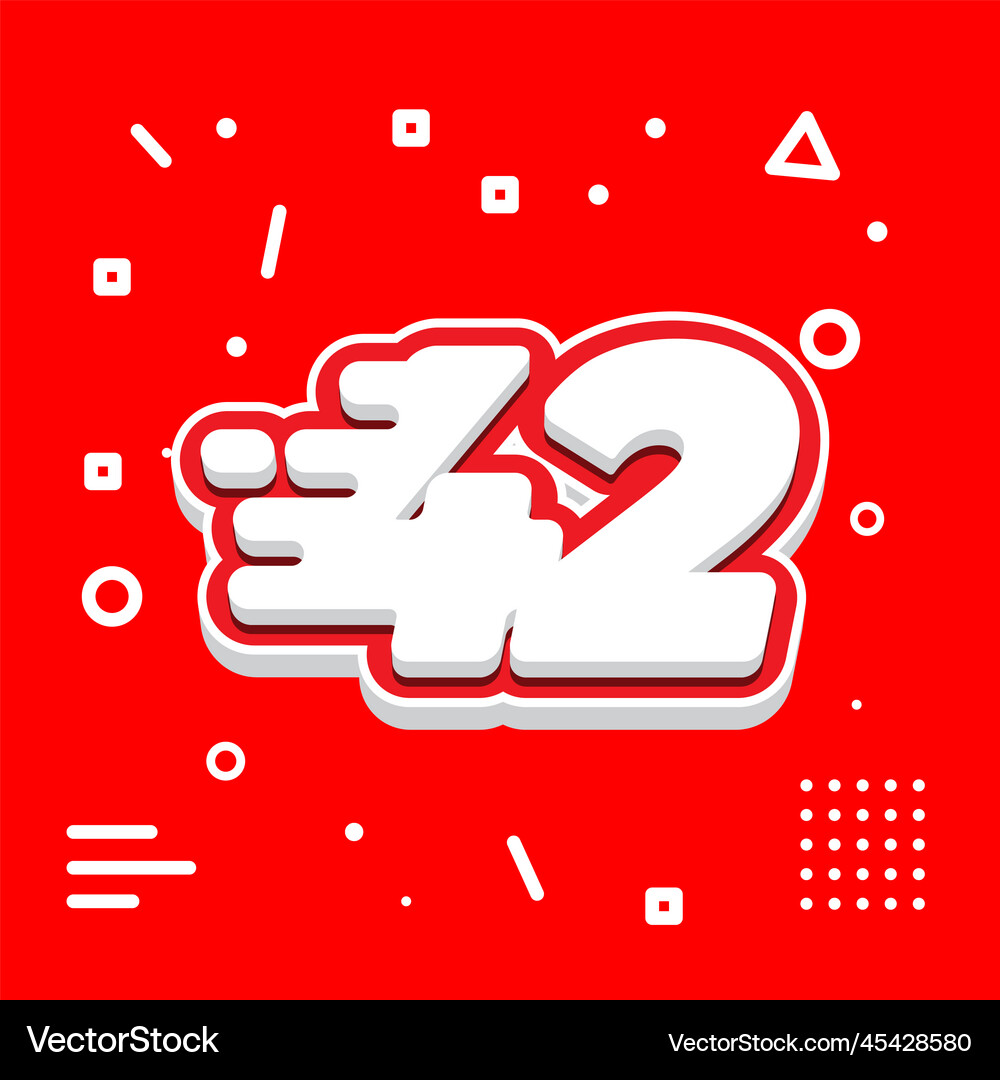 Number 42 3d speed icon Royalty Free Vector Image