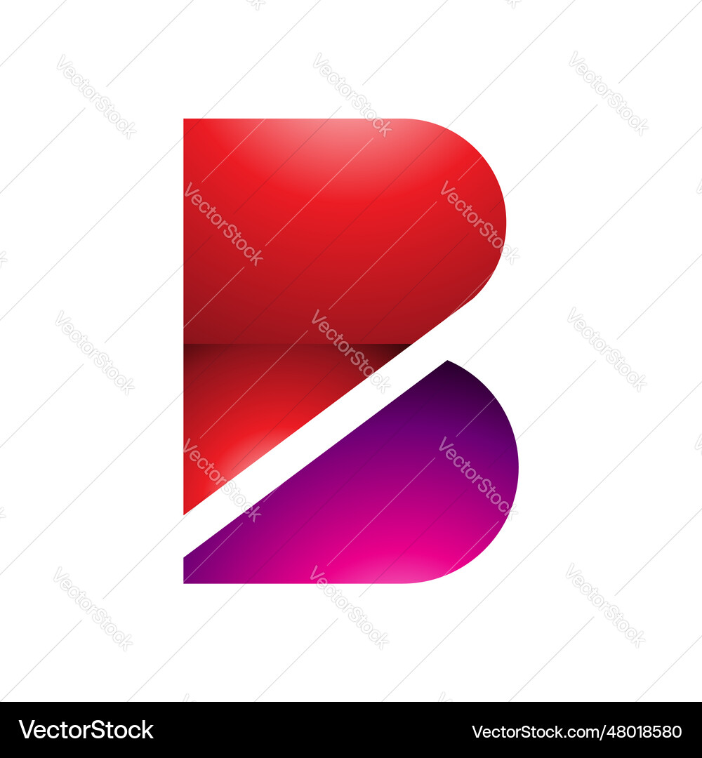 Red and magenta bold glossy letter b icon Vector Image