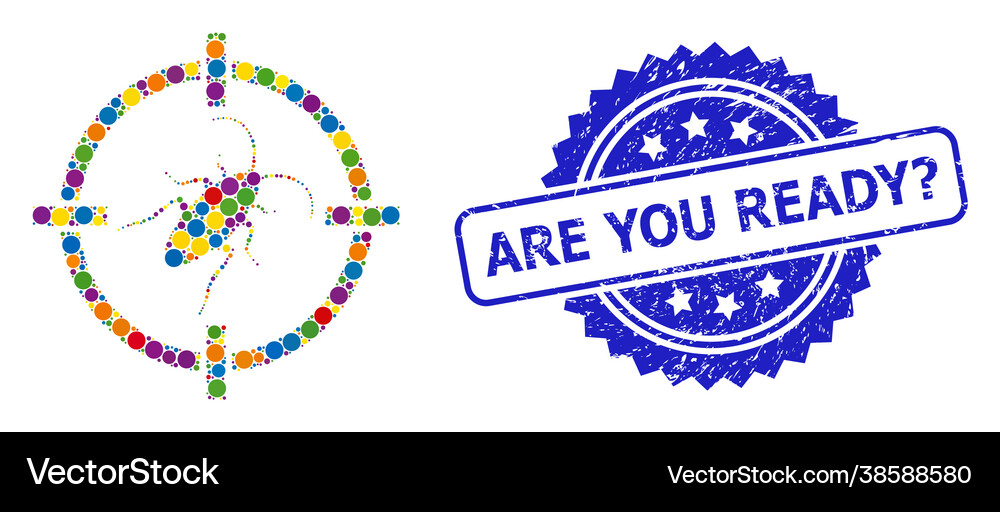 Rubber are you ready question seal and bright Vector Image