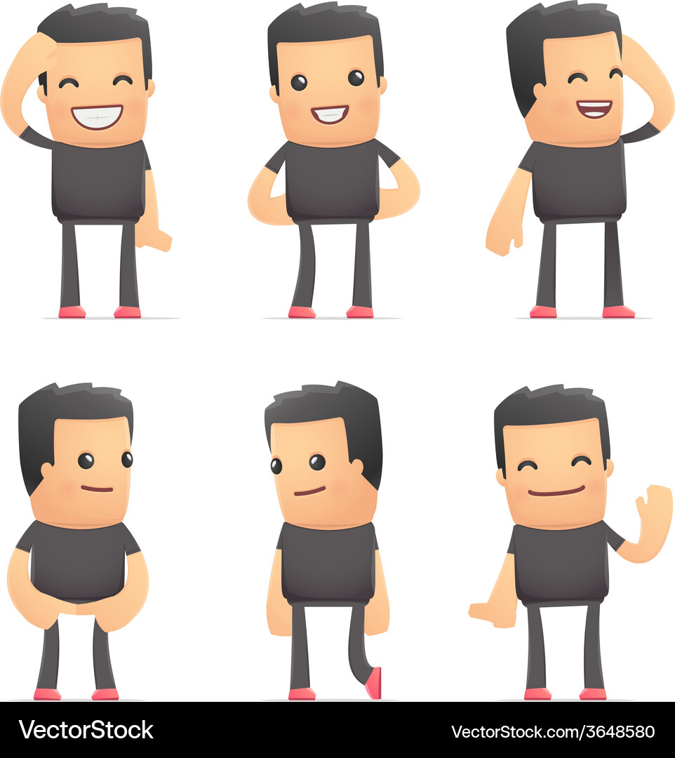 Set of bad guy character in different poses Vector Image