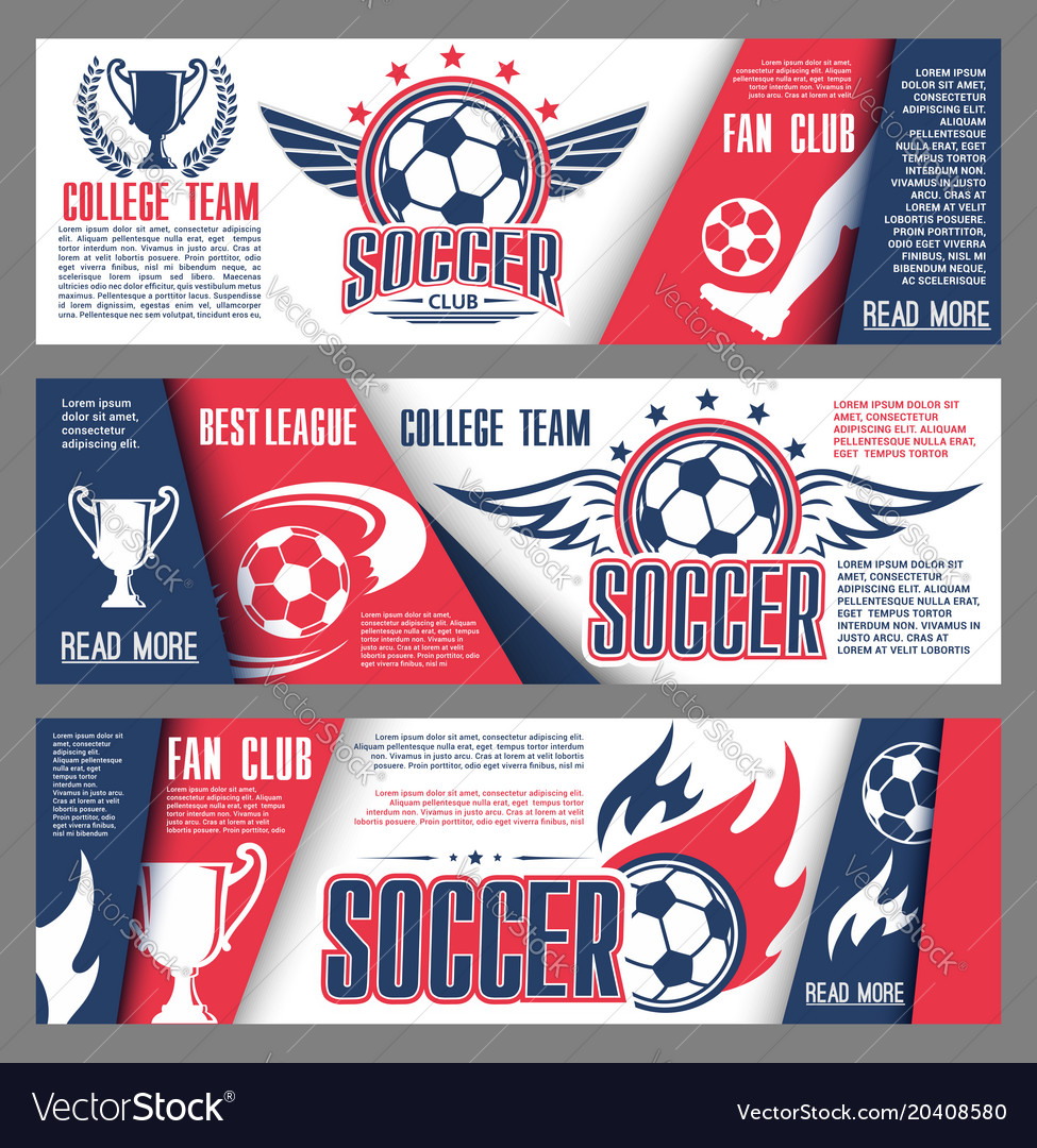 Soccer Or Football College Team Banners Royalty Free Vector
