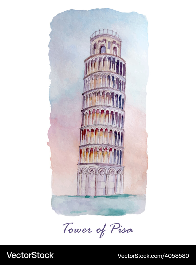 Travel card with tower pisa Royalty Free Vector Image