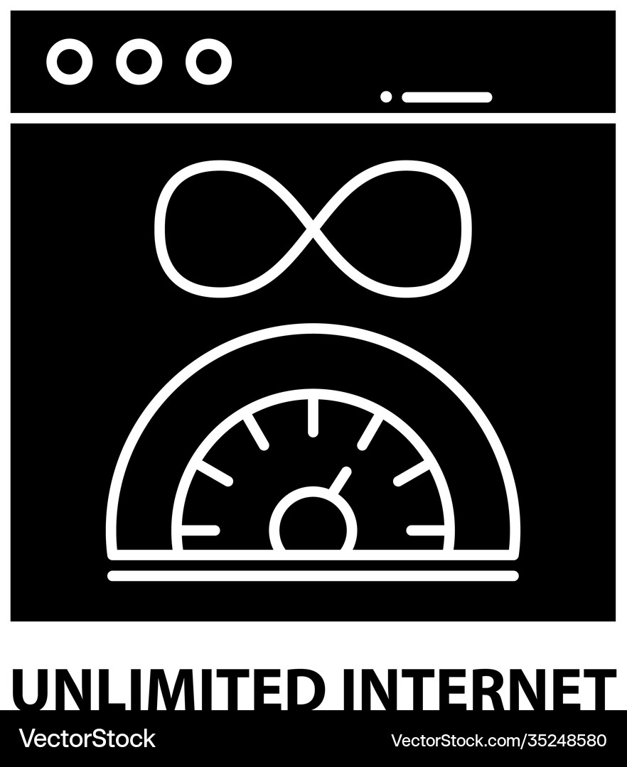 Unlimited internet icon black sign Royalty Free Vector Image