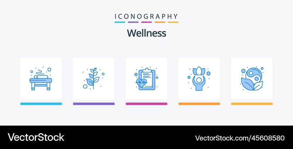 Wellness blue 5 icon pack including yin symbol Vector Image