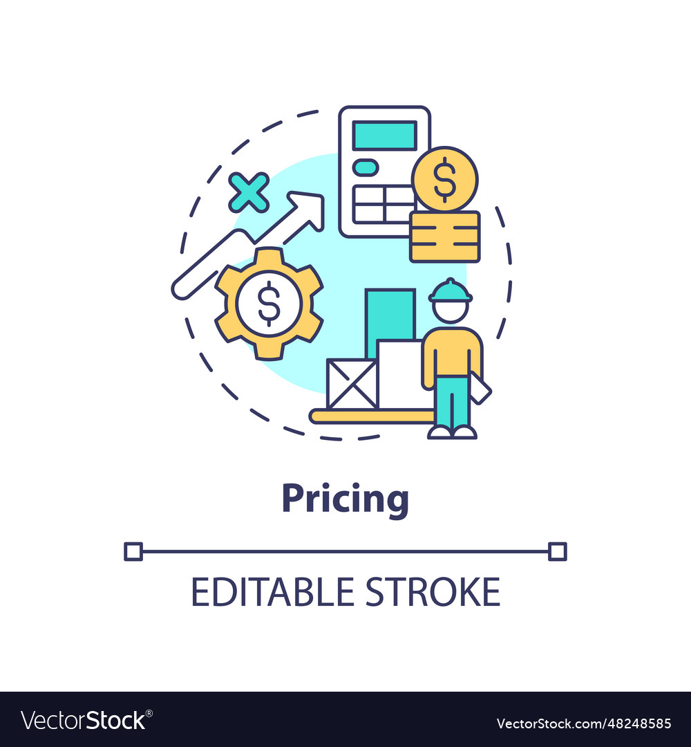2d customizable pricing thin linear icon concept Vector Image