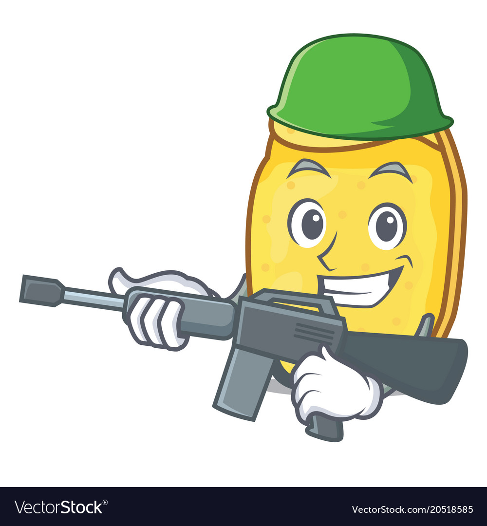 Army potato chips character cartoon Royalty Free Vector Army potato chips character cartoon Royalty Free Vector