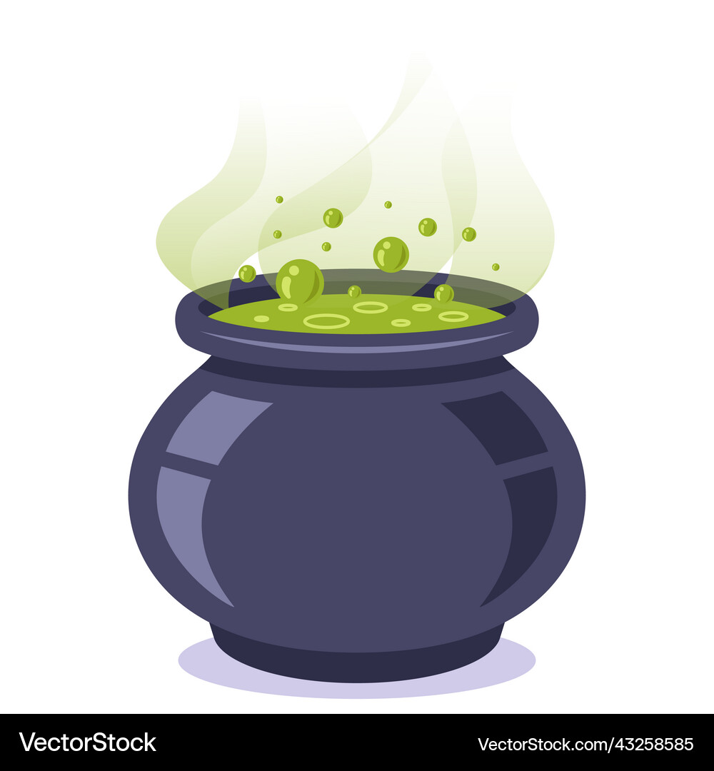 Witch vat of green slurry magic potion Royalty Free Vector