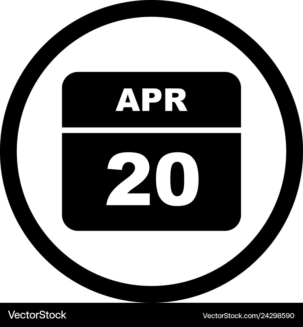 April 20th date on a single day calendar Vector Image