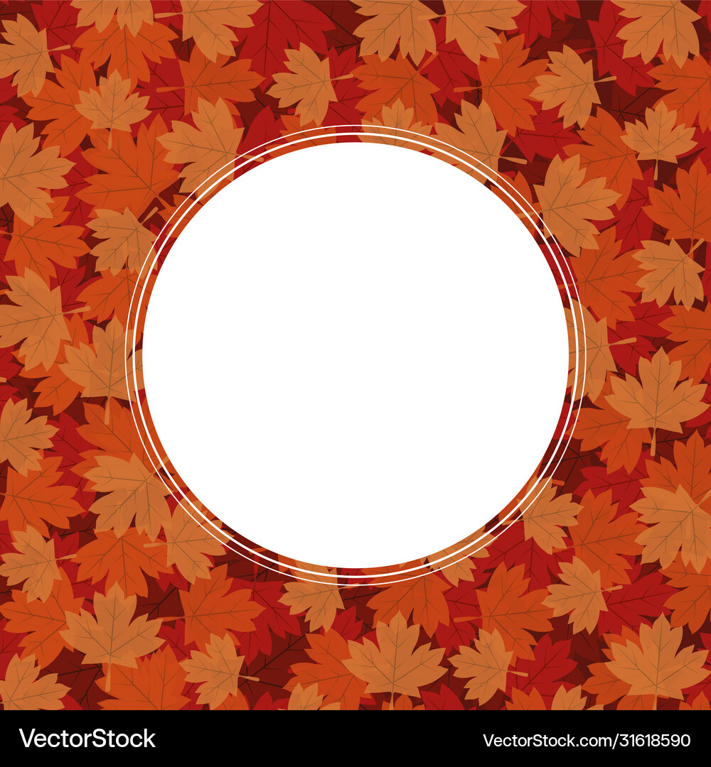 Autumn maple leaves around circle design Vector Image