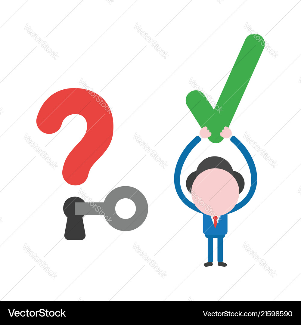 Businessman character unlock question mark and Vector Image