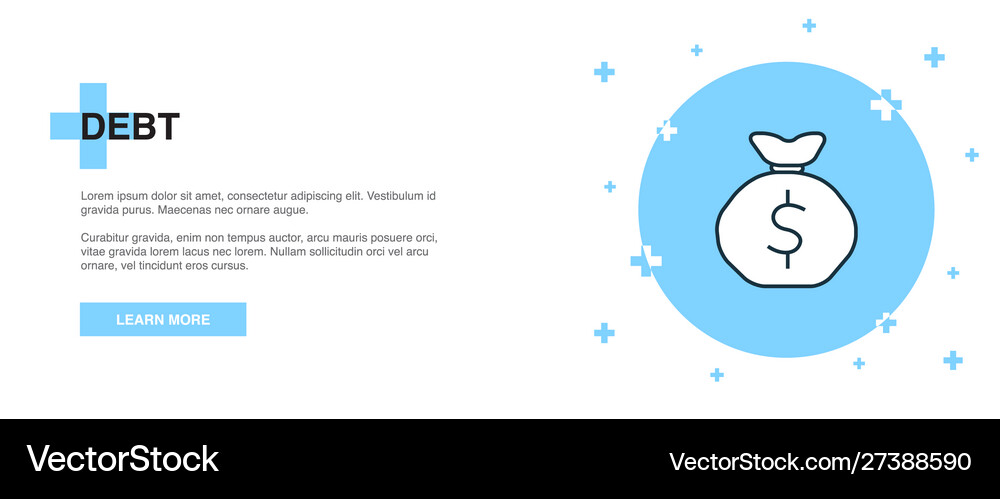 Debt icon banner outline template concept debt Vector Image