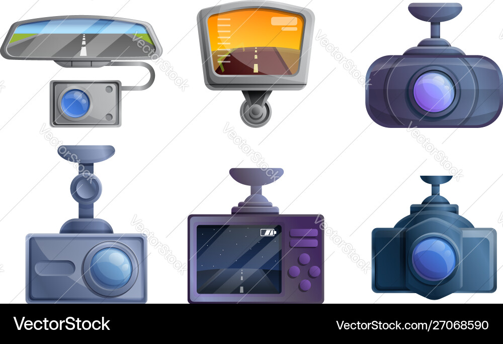 Dvr icons set cartoon style Royalty Free Vector Image