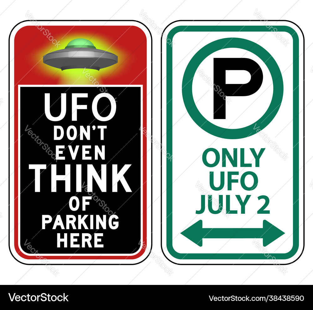 Fictional road signs with inscriptions ufo do Vector Image