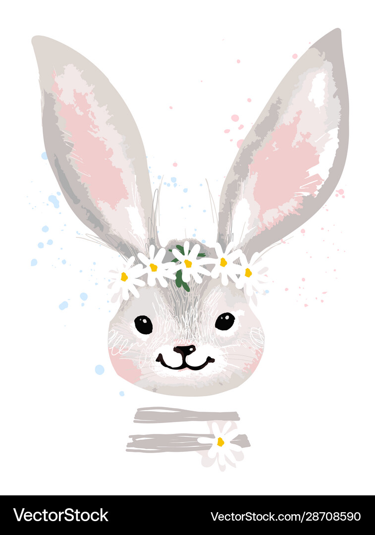 Greeting card with a portrait a cute rabbit Vector Image