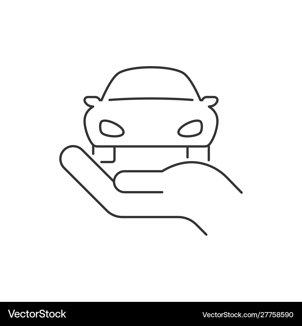 Hand holding car linear icon on white background Vector Image