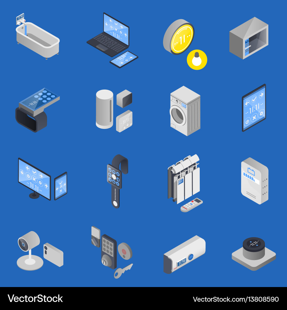 Iot internet of things isometric icon set Vector Image