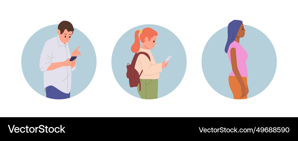 Isolated round icon set with diverse people Vector Image