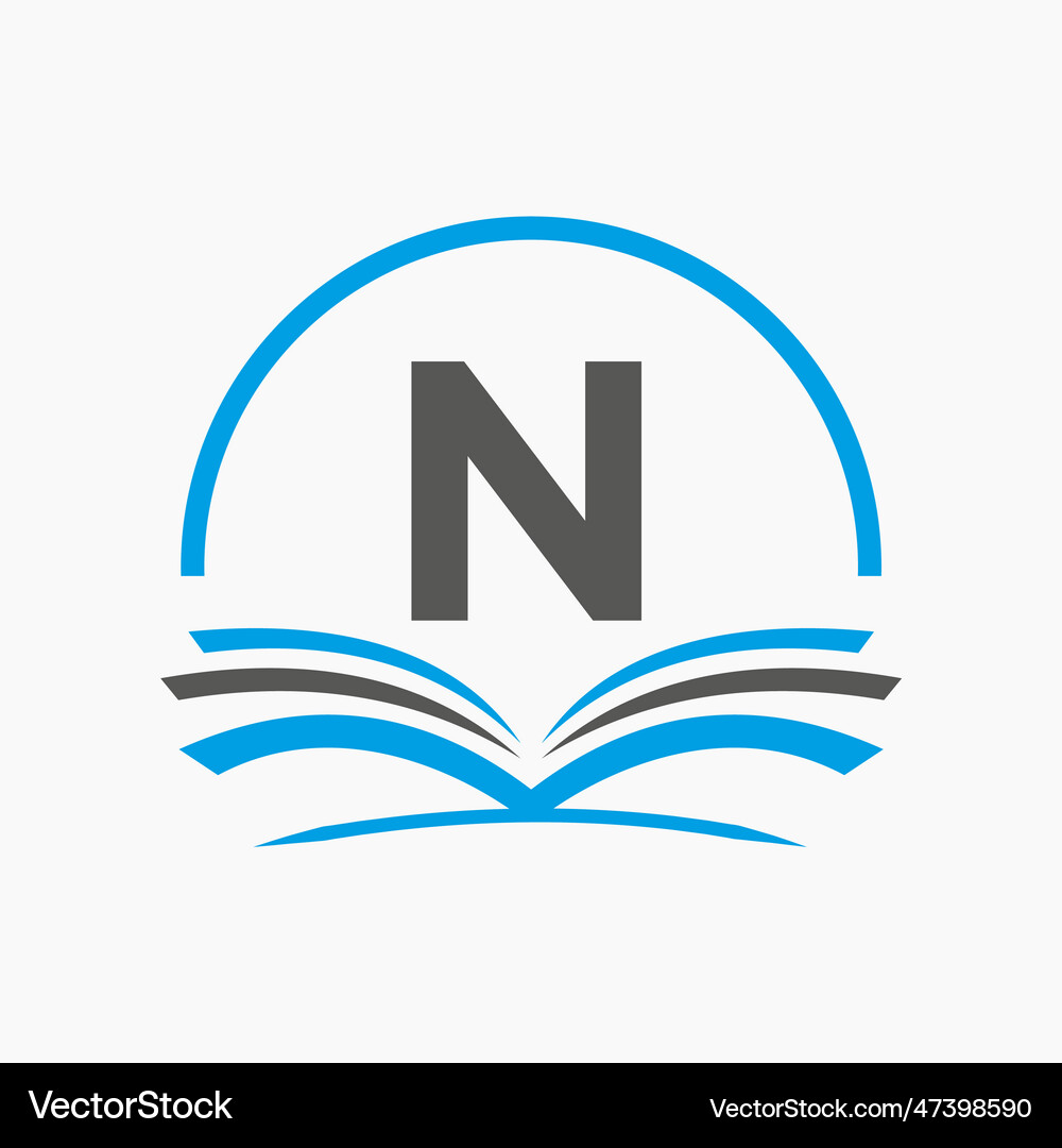 Letter n education logo book concept training Vector Image