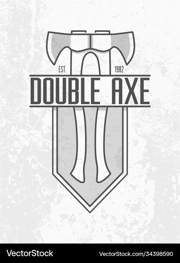 Monochrome double ax logo on grey wall background Vector Image