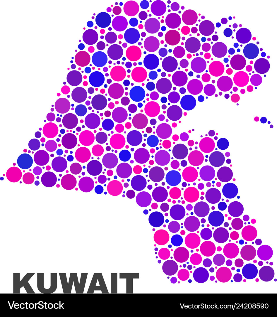 Mosaic kuwait map of round items Royalty Free Vector Image