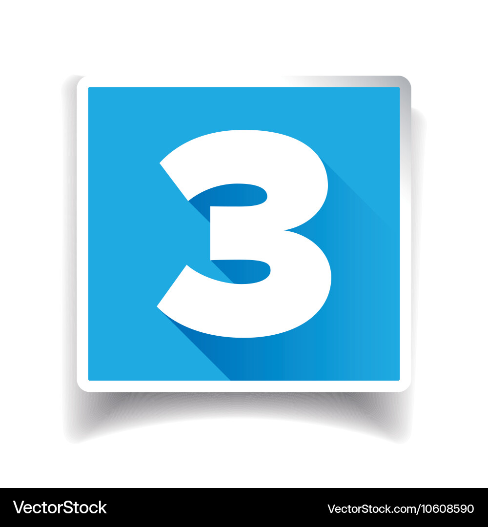 Number three label or icon Royalty Free Vector Image