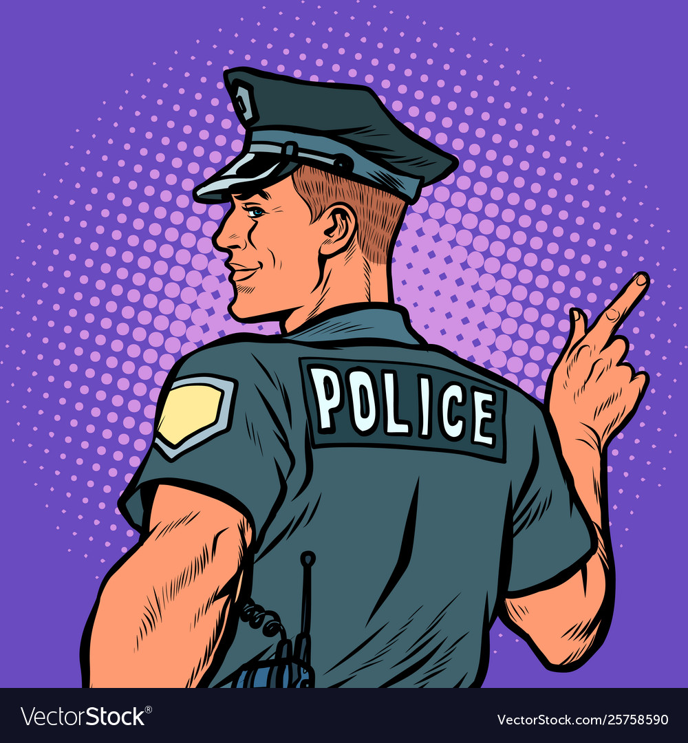 Police officer cop points directions Royalty Free Vector Police officer cop points directions Royalty Free Vector