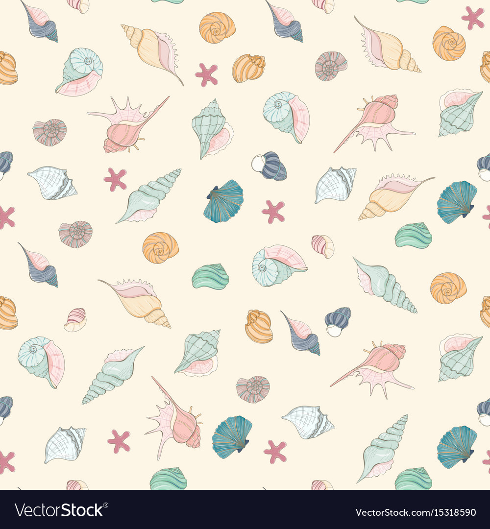 Seashell seamless pattern Royalty Free Vector Image